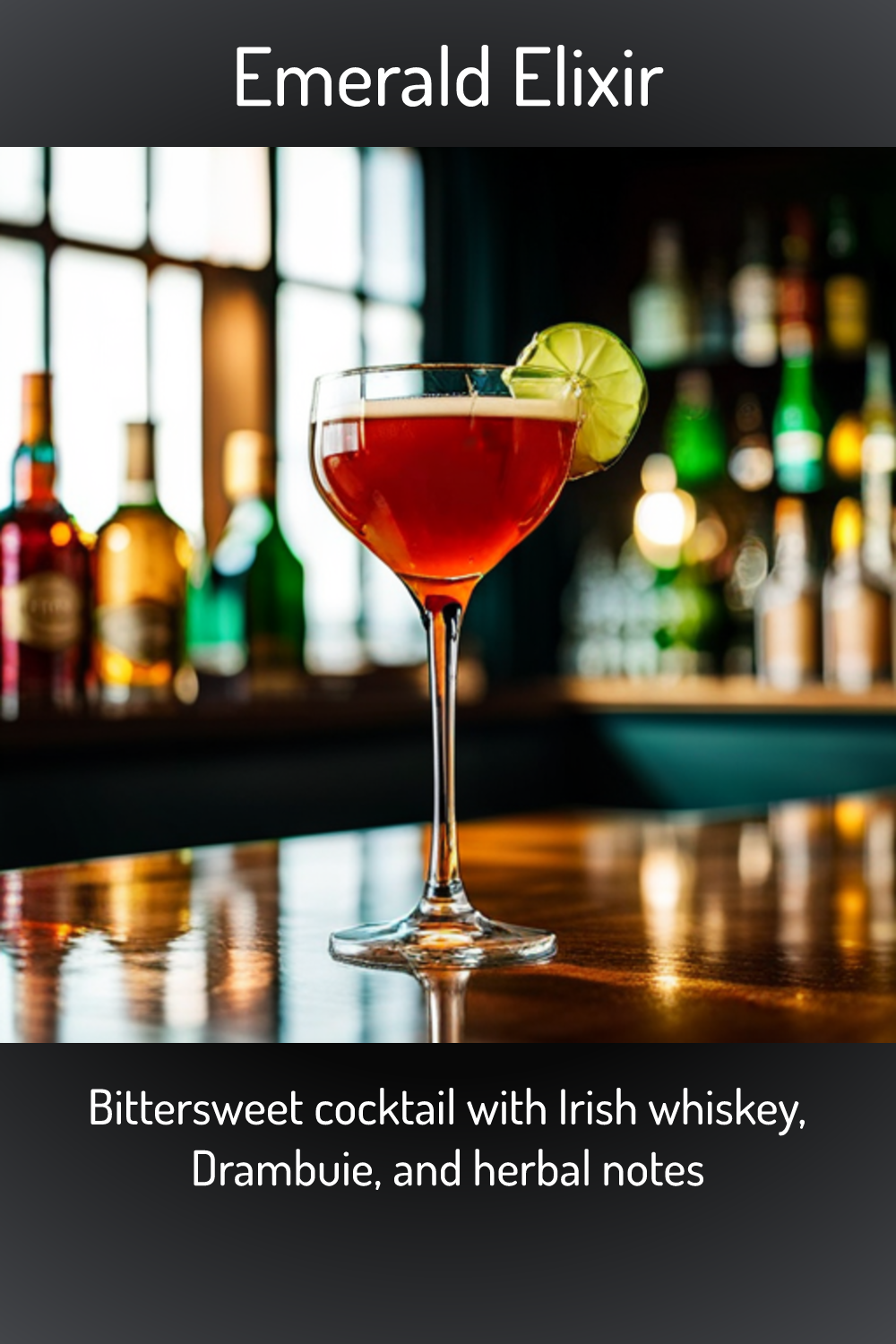 Emerald Elixir Bittersweet Cocktail With Irish Whiskey Drambuie And