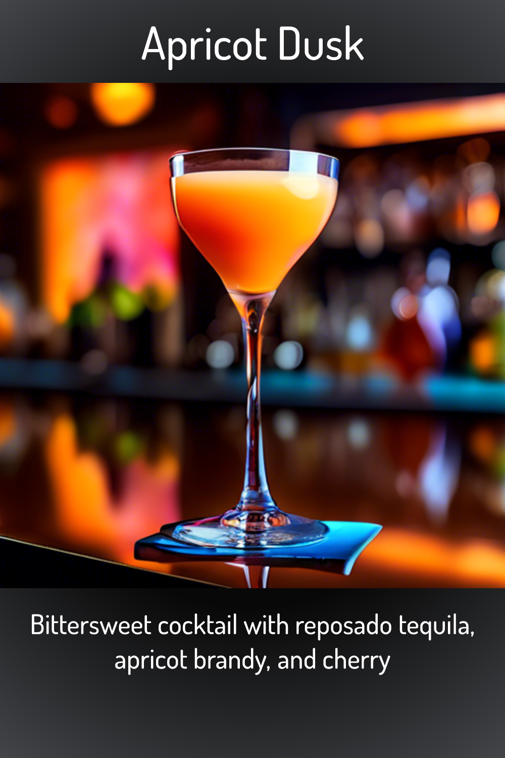 Apricot Dusk, Bittersweet cocktail with reposado tequila, apricot ...