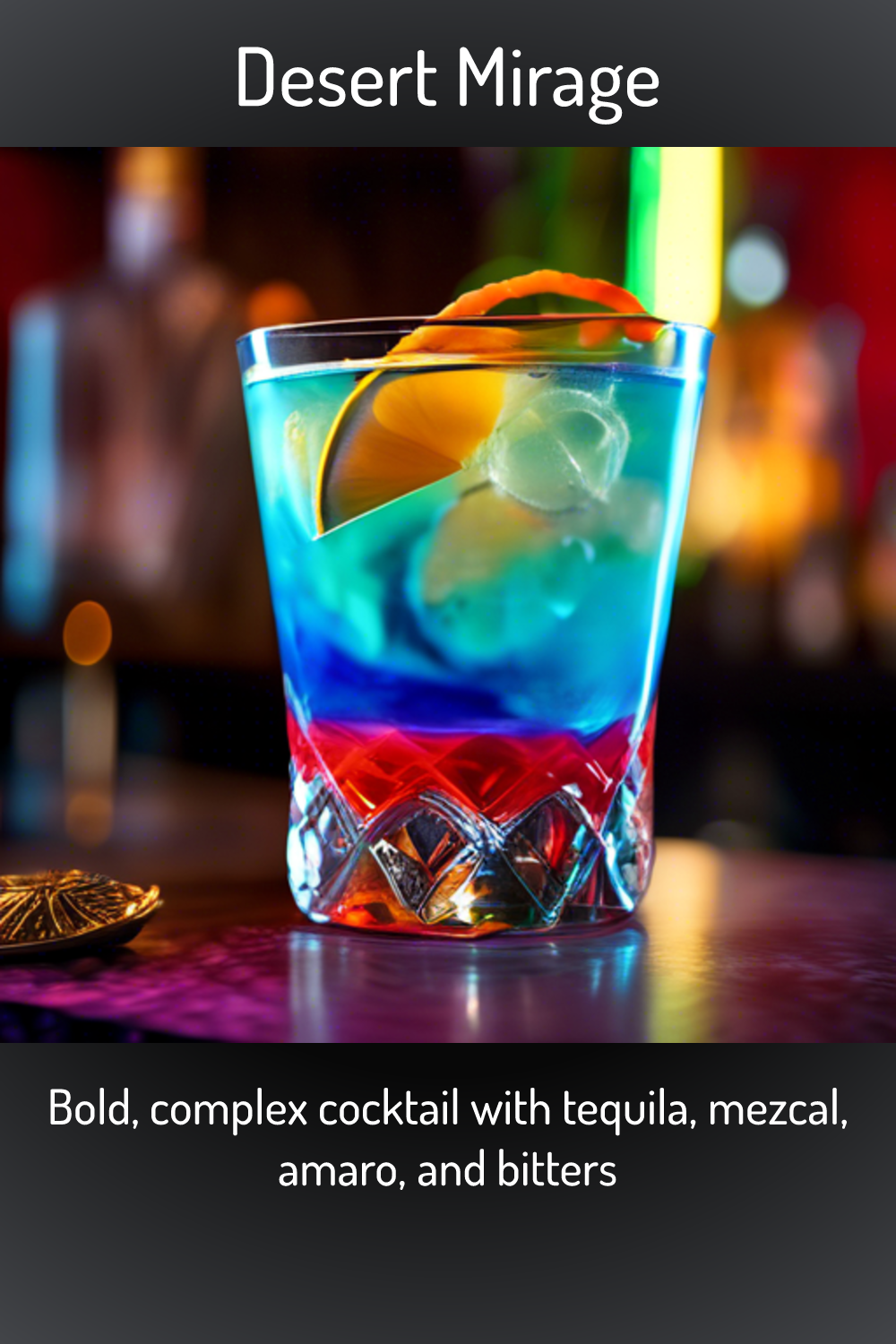 Desert Mirage, Bold, complex cocktail with tequila, mezcal, amaro, and ...