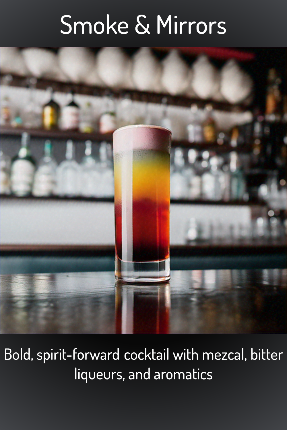Smoke & Mirrors, Bold, spirit-forward cocktail with mezcal, bitter ...