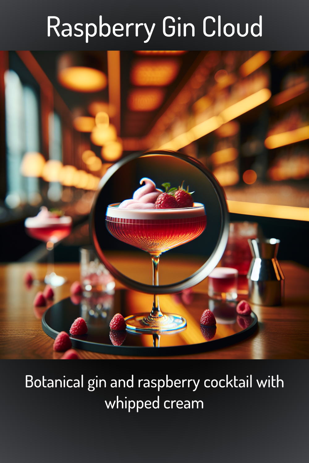 Raspberry Gin Cloud, Botanical gin and raspberry cocktail with whipped cream