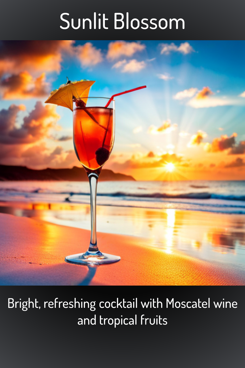 Sunlit Blossom, Bright, refreshing cocktail with Moscatel wine and tropical fruits