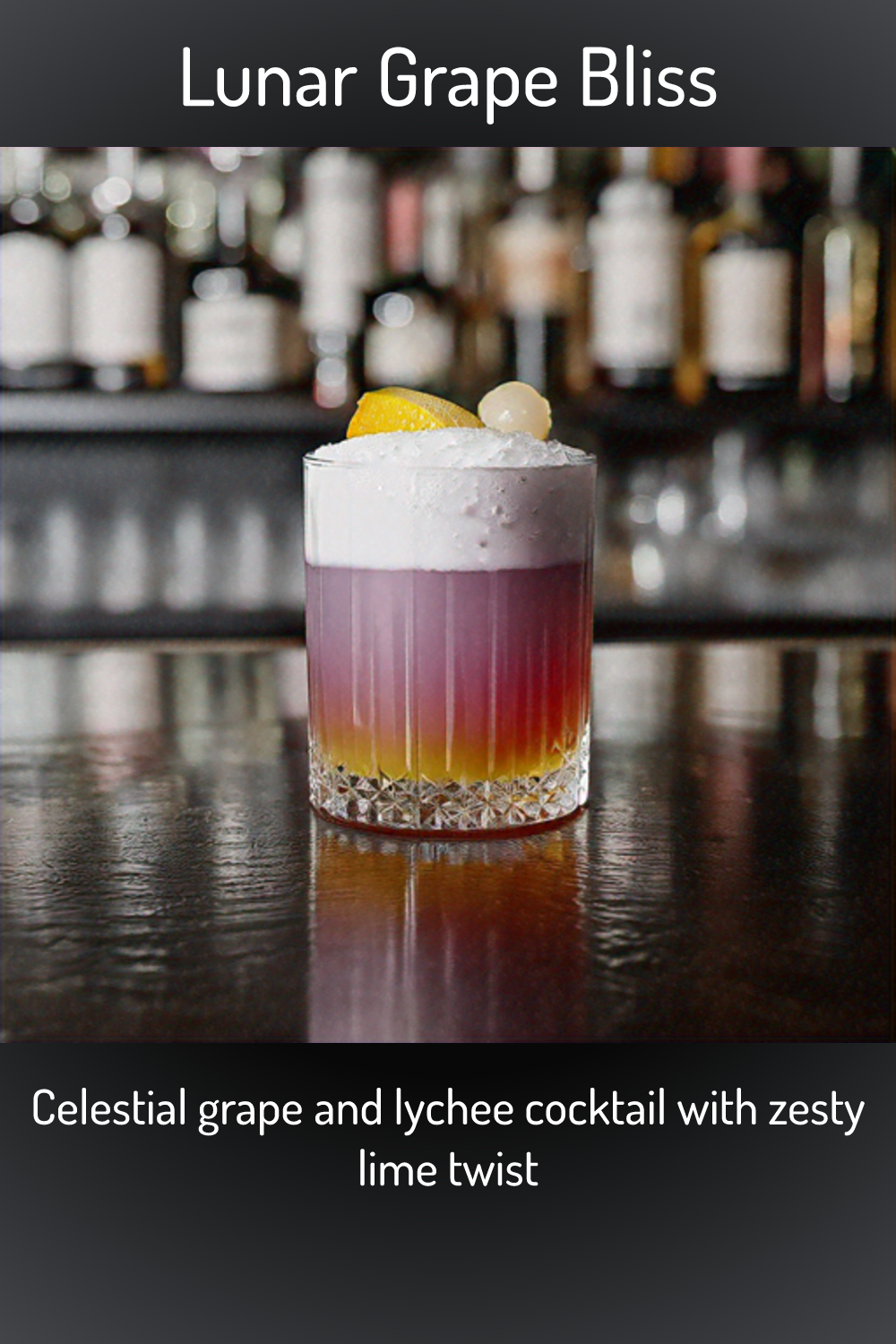 Lunar Grape Bliss, Celestial grape and lychee cocktail with zesty lime ...