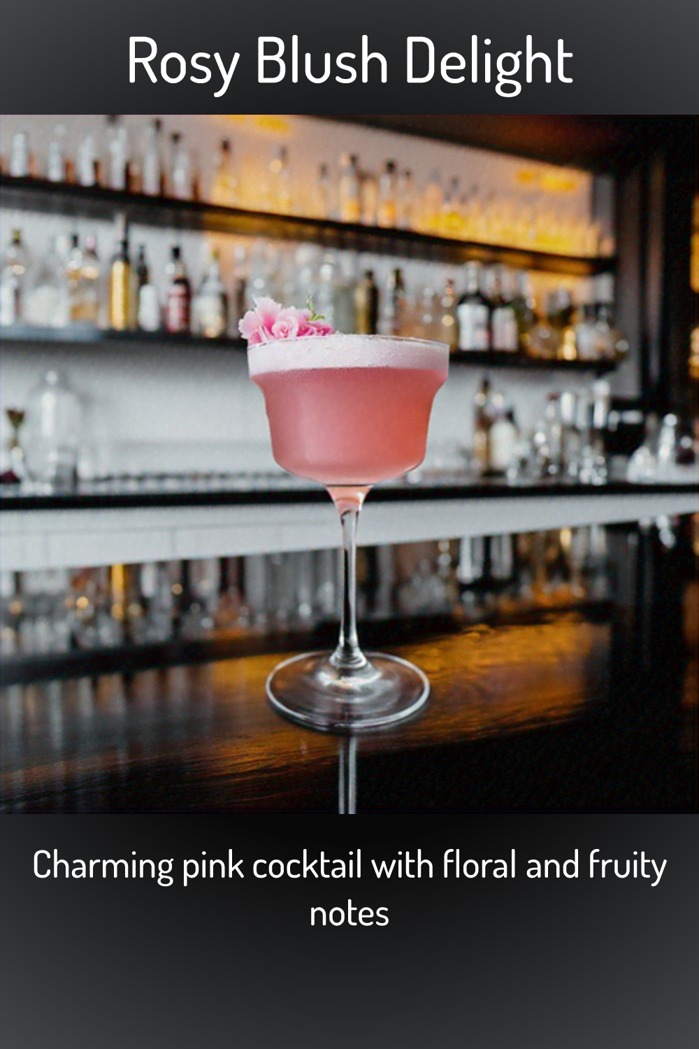 Rosy Blush Delight, Charming pink cocktail with floral and fruity notes