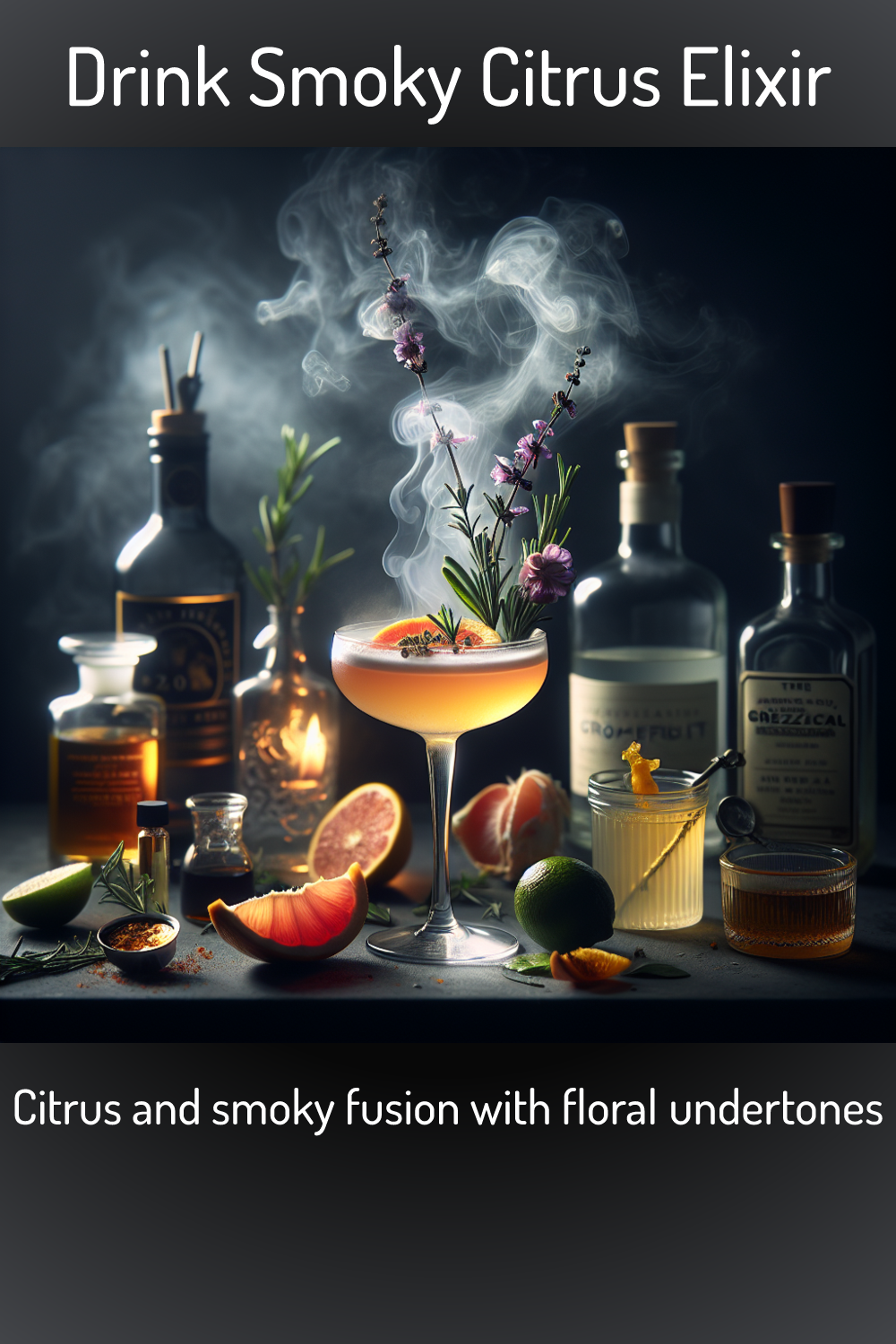 Drink Smoky Citrus Elixir, Citrus and smoky fusion with floral undertones