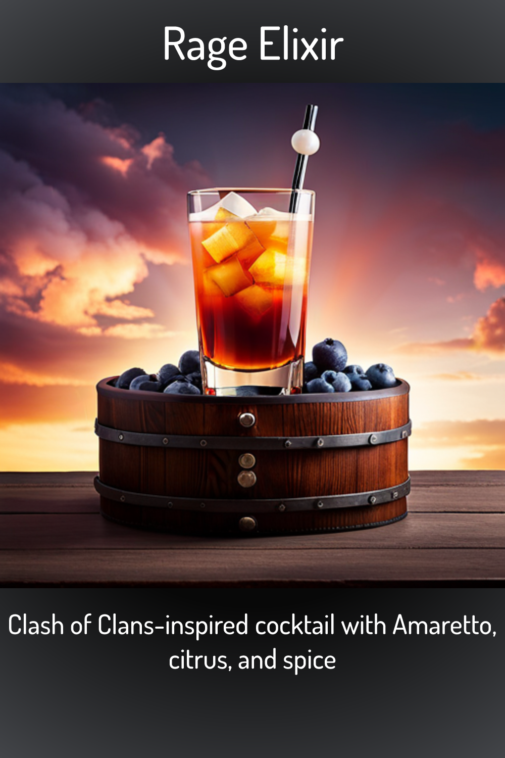 Rage Elixir, Clash of Clans-inspired cocktail with Amaretto, citrus ...