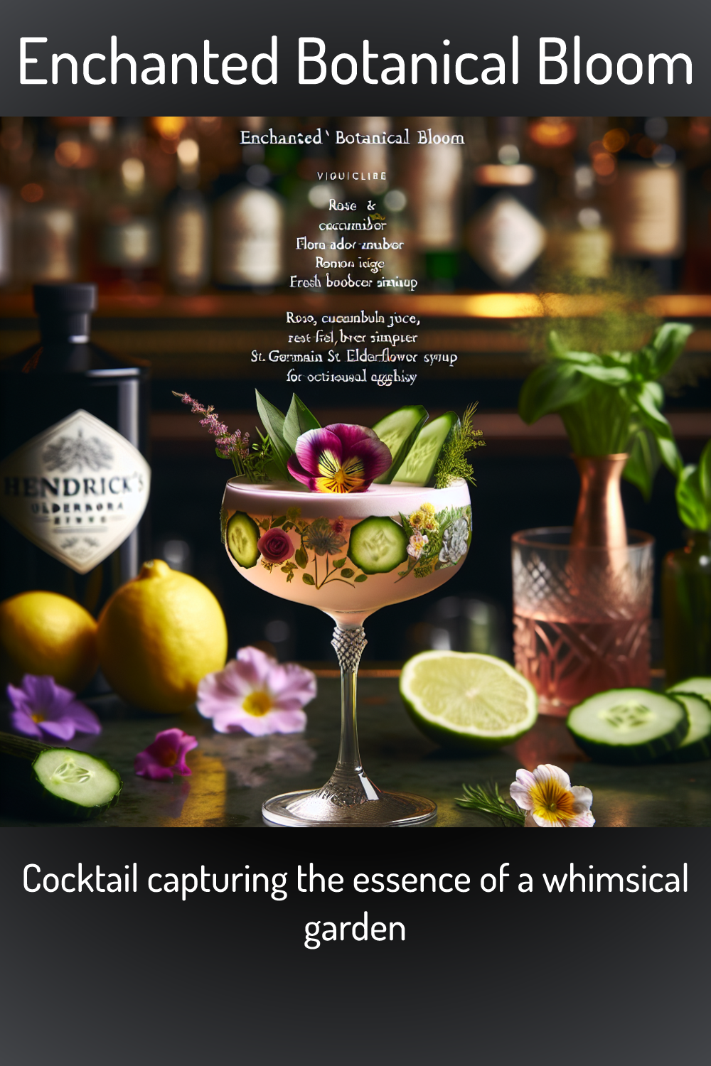 Enchanted Botanical Bloom, Cocktail capturing the essence of a ...