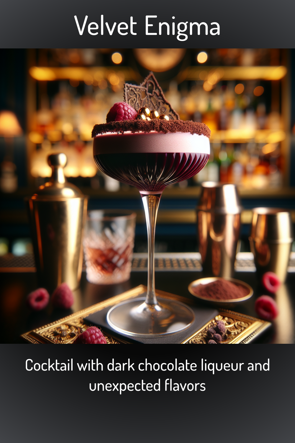 Velvet Enigma, Cocktail with dark chocolate liqueur and unexpected flavors