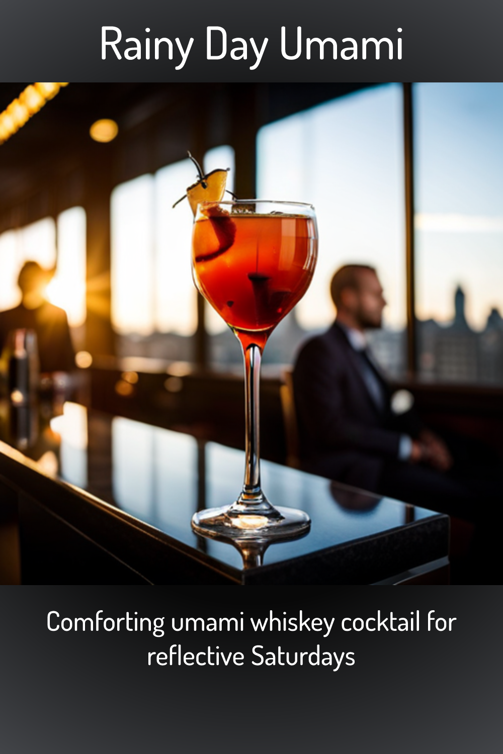 Rainy Day Umami, Comforting umami whiskey cocktail for reflective Saturdays