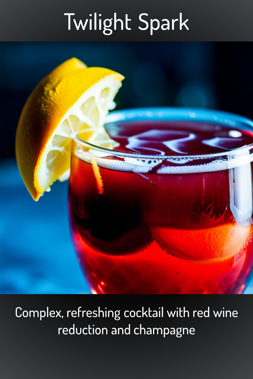 Twilight Spark Complex Refreshing Cocktail With Red Wine Reduction
