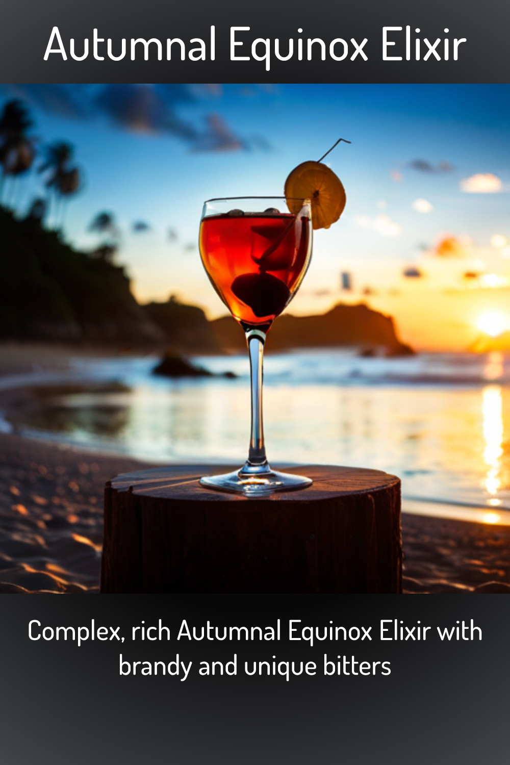 Autumnal Equinox Elixir, Complex, rich Autumnal Equinox Elixir with brandy and unique bitters