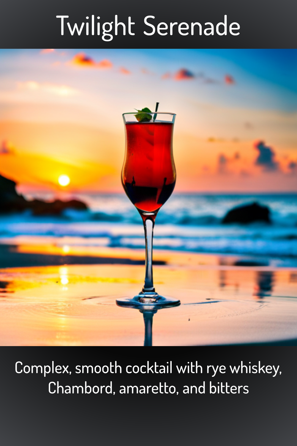 Twilight Serenade, Complex, smooth cocktail with rye whiskey, Chambord ...