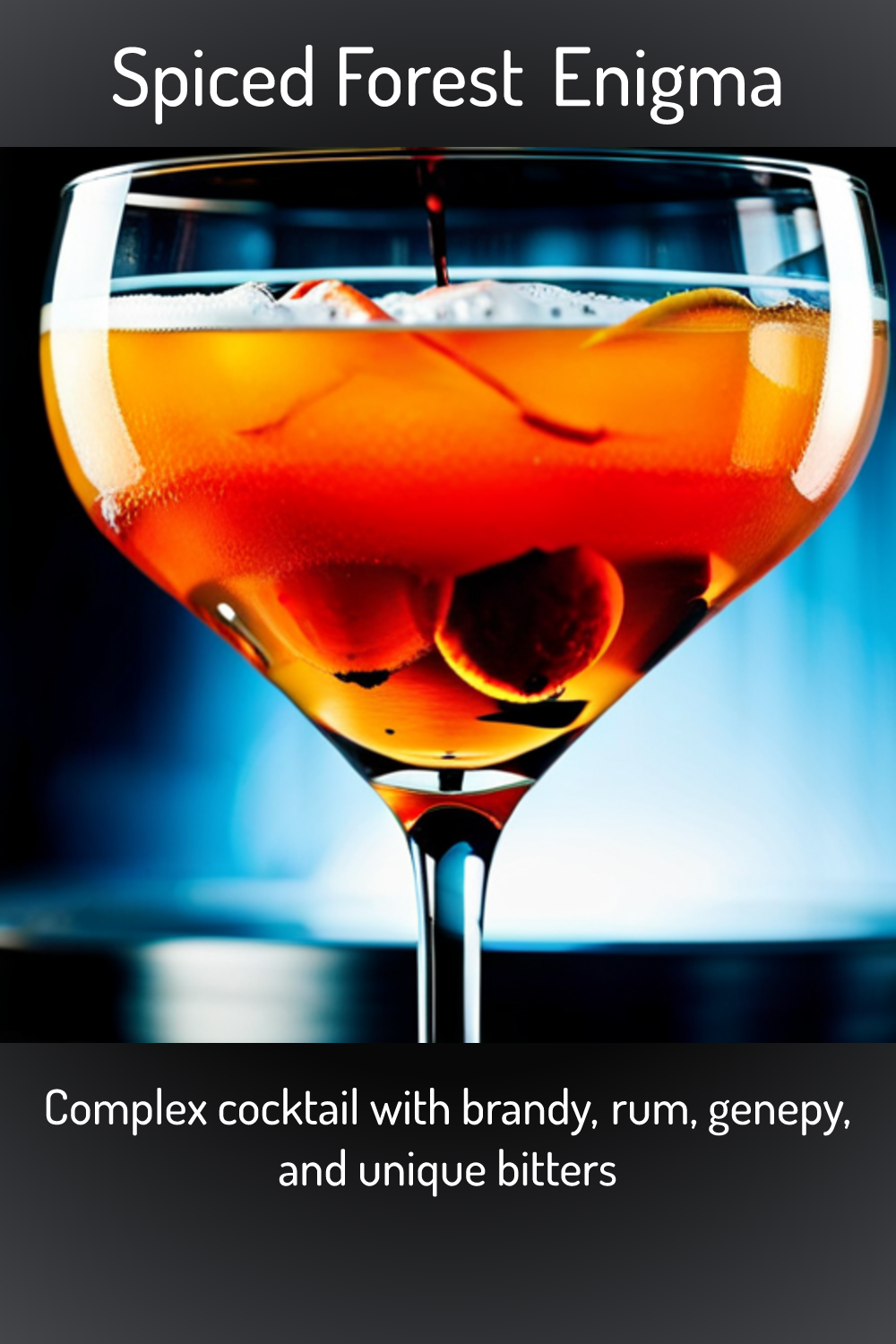 Spiced Forest Enigma, Complex cocktail with brandy, rum, genepy, and ...