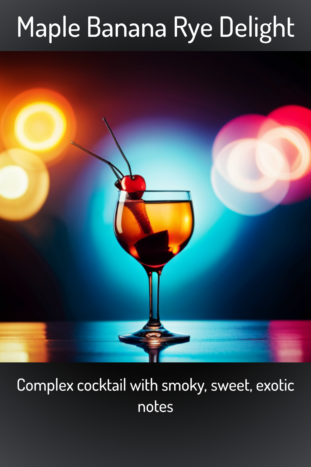 Maple Banana Rye Delight, Complex cocktail with smoky, sweet, exotic notes