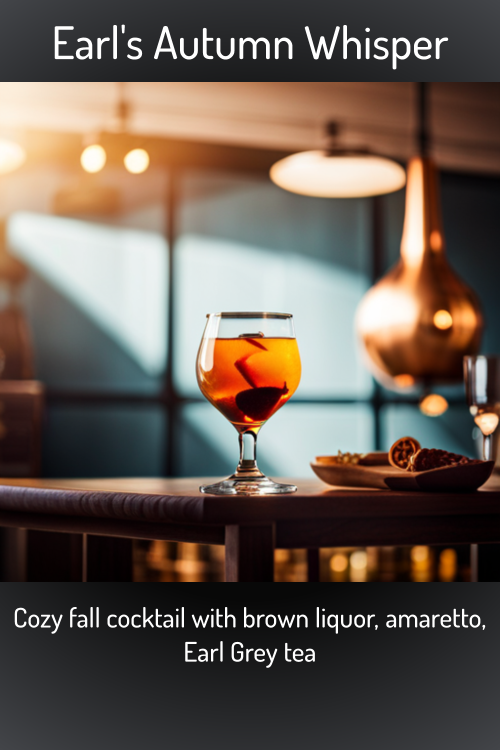 Earl's Autumn Whisper, Cozy fall cocktail with brown liquor, amaretto ...