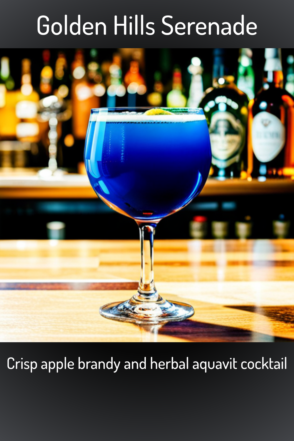 Golden Hills Serenade, Crisp apple brandy and herbal aquavit cocktail