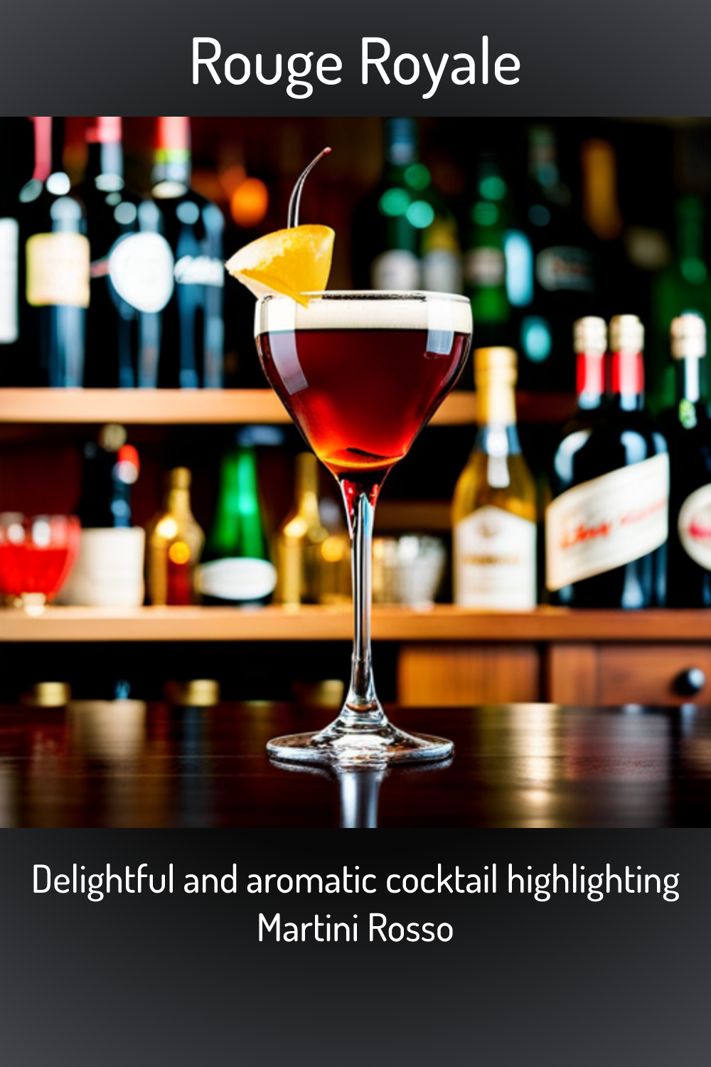 Rouge Royale, Delightful and aromatic cocktail highlighting Martini Rosso
