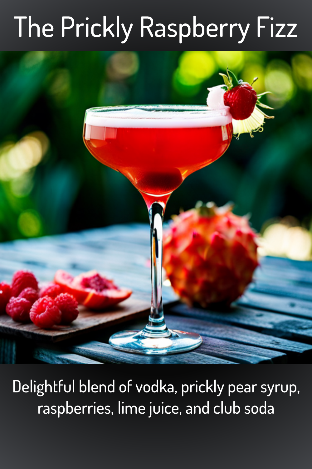 The Prickly Raspberry Fizz, Delightful blend of vodka, prickly pear syrup, raspberries, lime ...