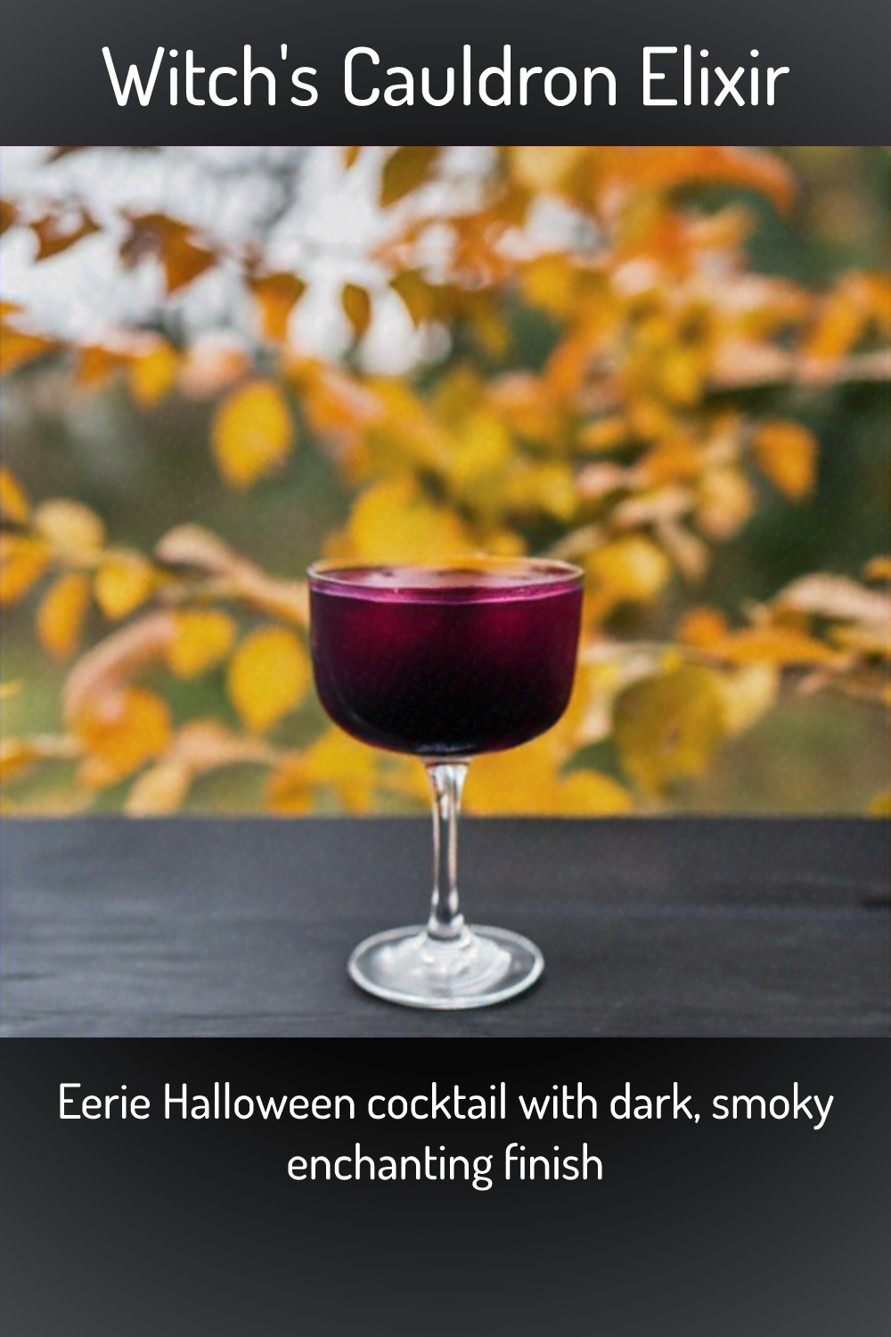 Witch's Cauldron Elixir, Eerie Halloween cocktail with dark, smoky ...