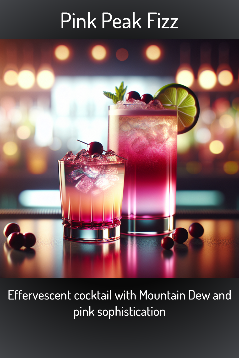 Pink Peak Fizz, Effervescent cocktail with Mountain Dew and pink ...