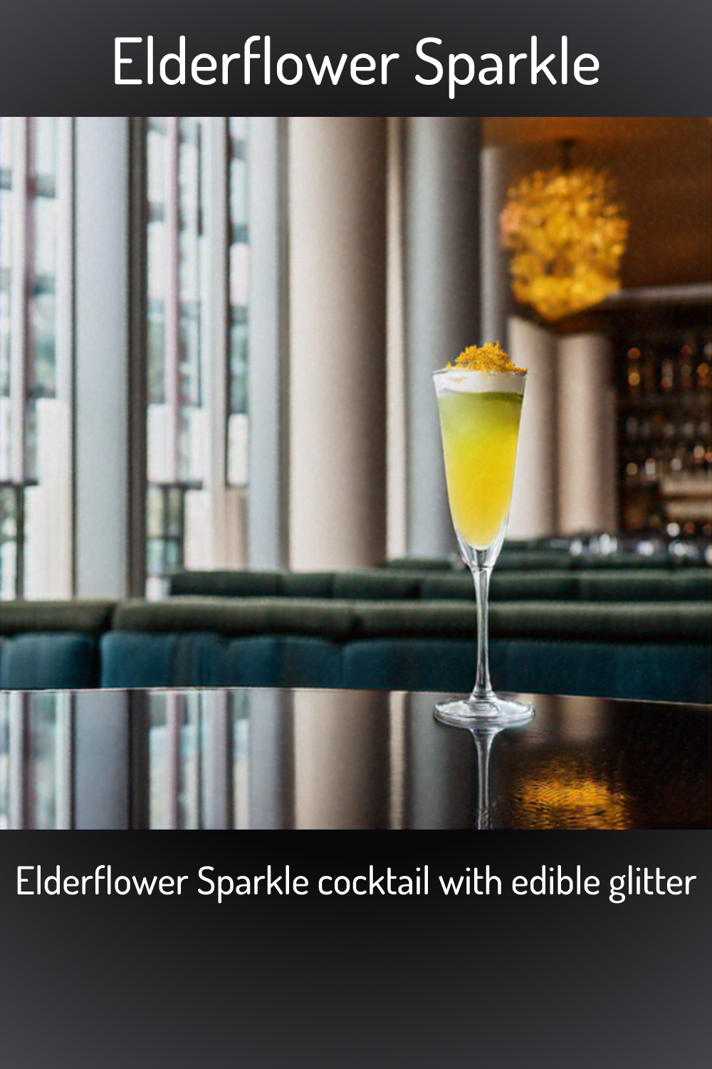 Elderflower Sparkle, Elderflower Sparkle cocktail with edible glitter