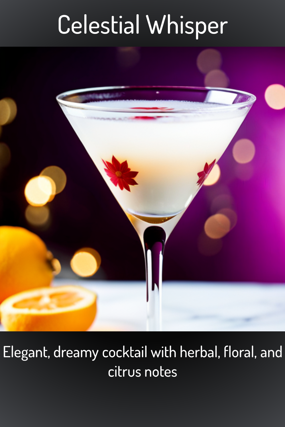 Celestial Whisper Elegant Dreamy Cocktail With Herbal Floral And