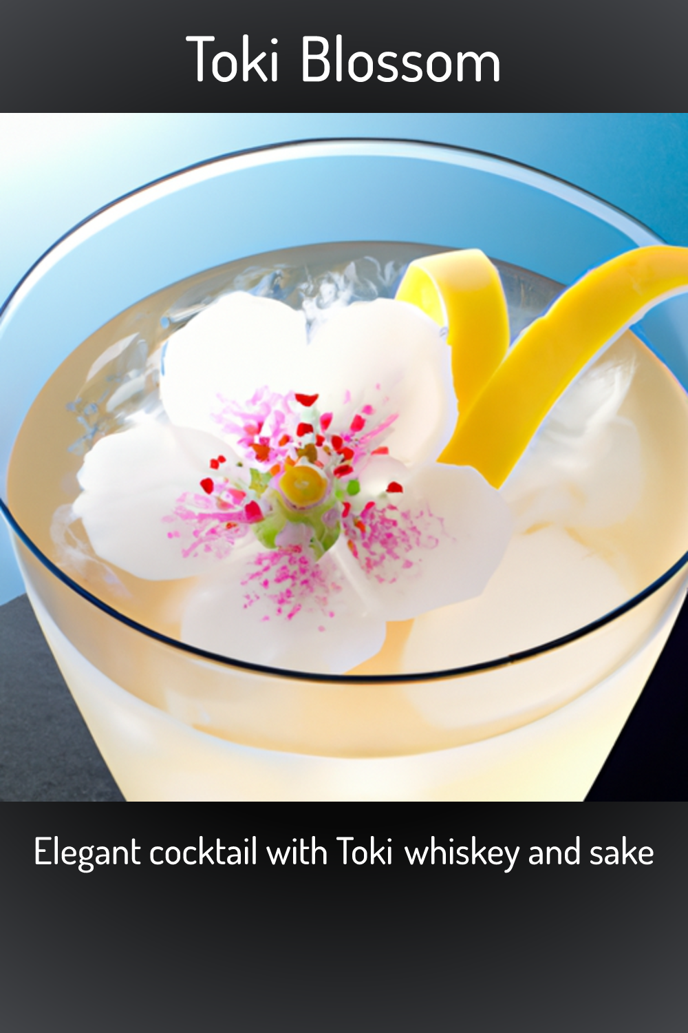 Toki Blossom, Elegant cocktail with Toki whiskey and sake