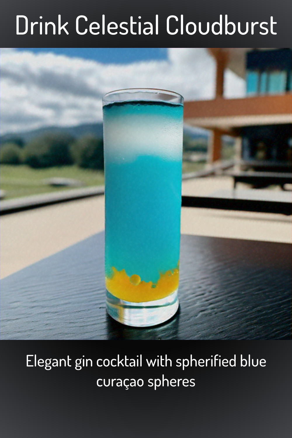 Drink Celestial Cloudburst Elegant Gin Cocktail With Spherified Blue