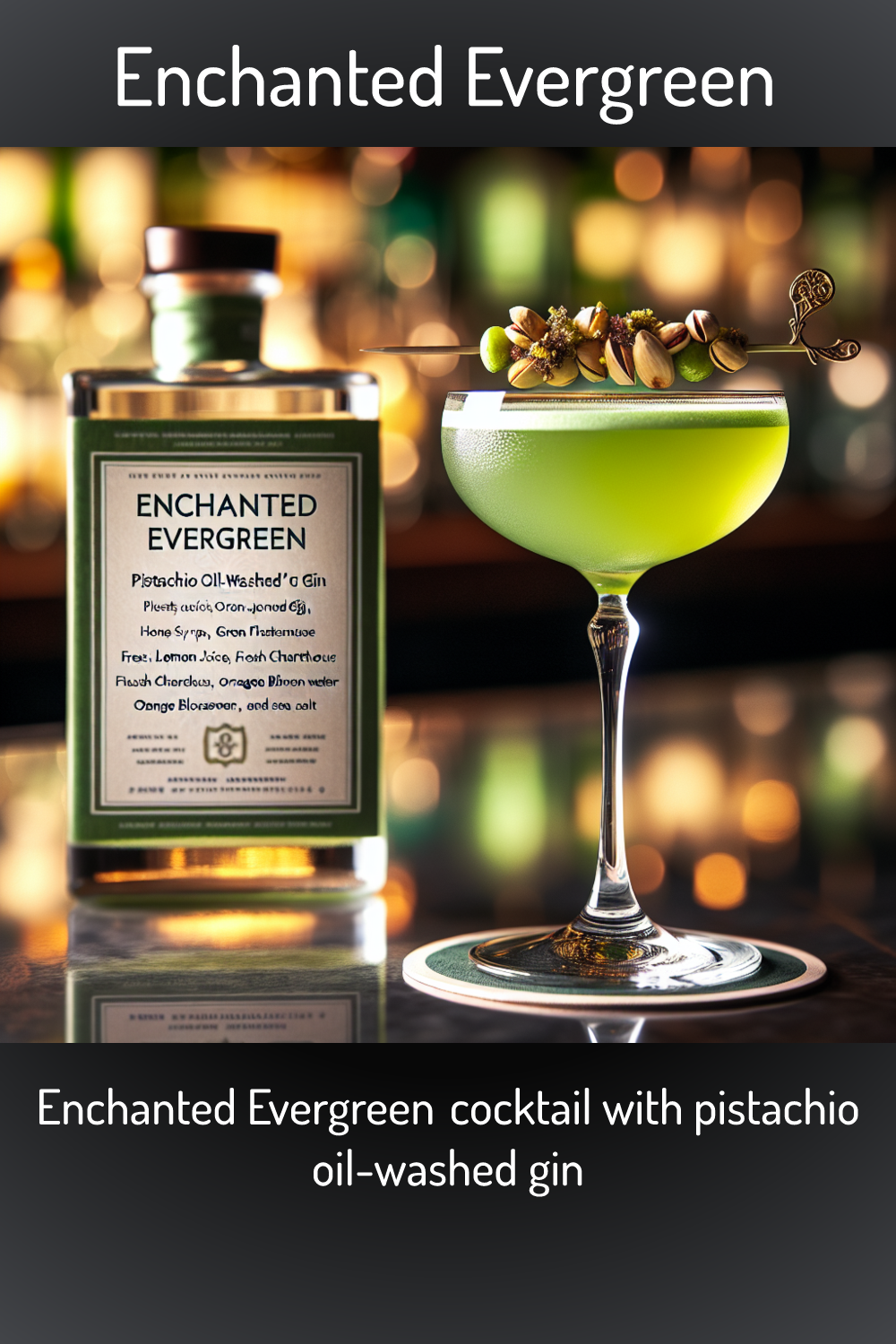 Enchanted Evergreen, Enchanted Evergreen cocktail with pistachio oil-washed gin