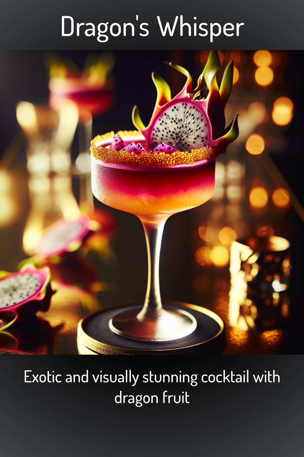 Dragon's Whisper, Exotic and visually stunning cocktail with dragon fruit