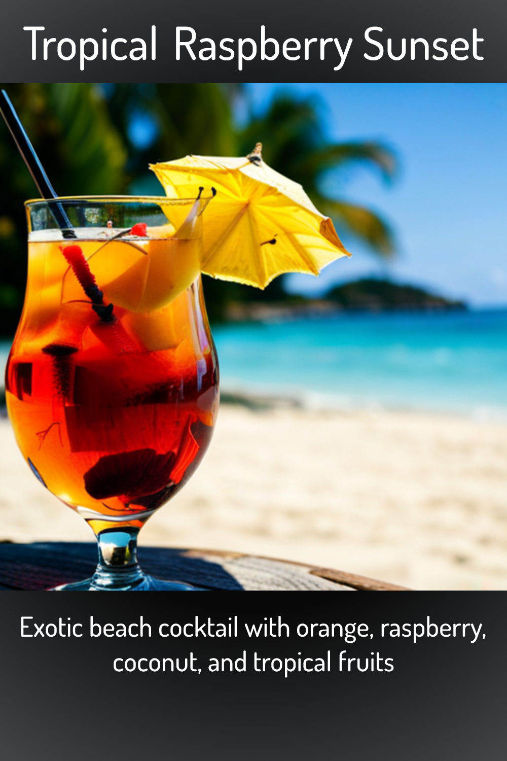 Tropical Raspberry Sunset, Exotic beach cocktail with orange, raspberry ...