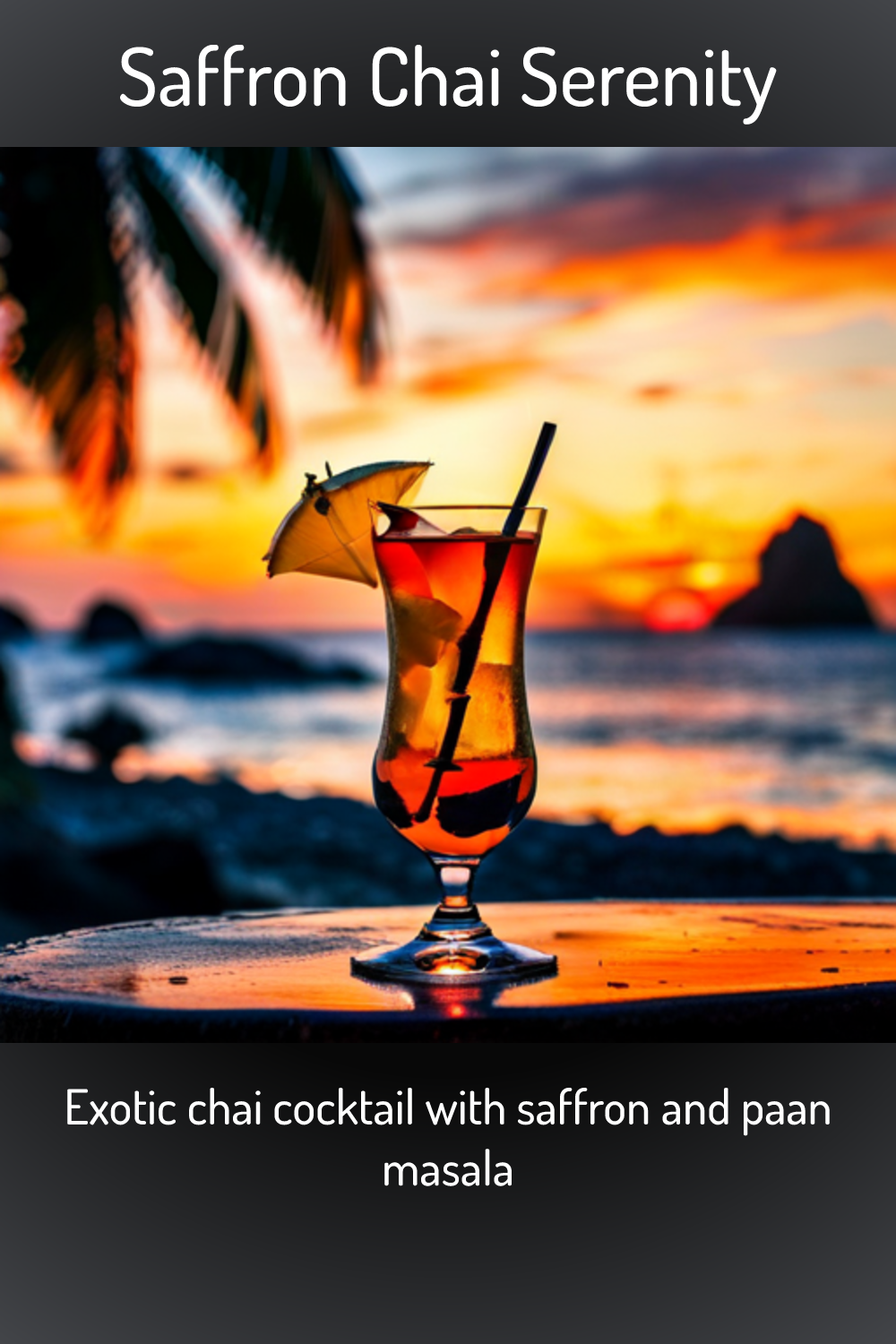 Saffron Chai Serenity, Exotic chai cocktail with saffron and paan masala