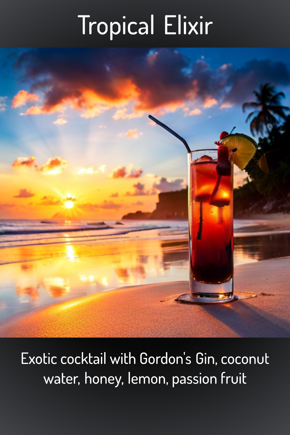 Tropical Elixir, Exotic cocktail with Gordon's Gin, coconut water ...