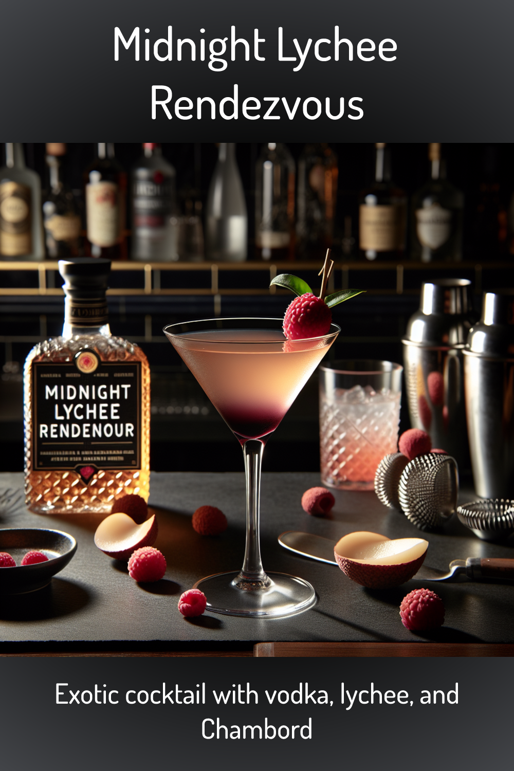 Midnight Lychee Rendezvous, Exotic cocktail with vodka, lychee, and ...