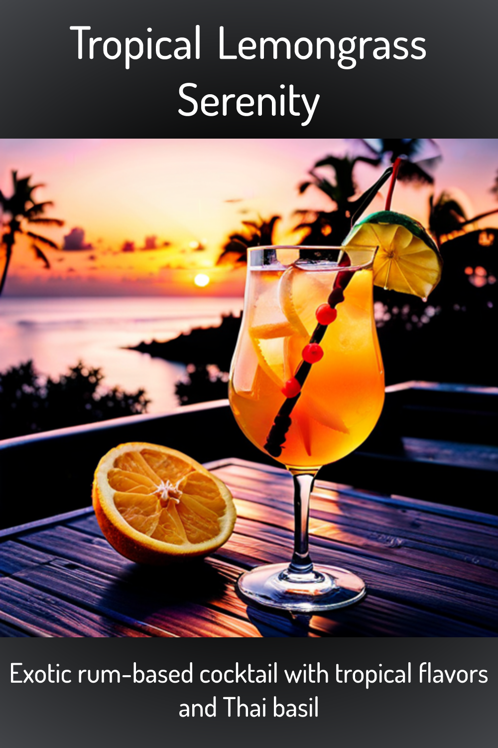 Tropical Lemongrass Serenity, Exotic rum-based cocktail with tropical ...