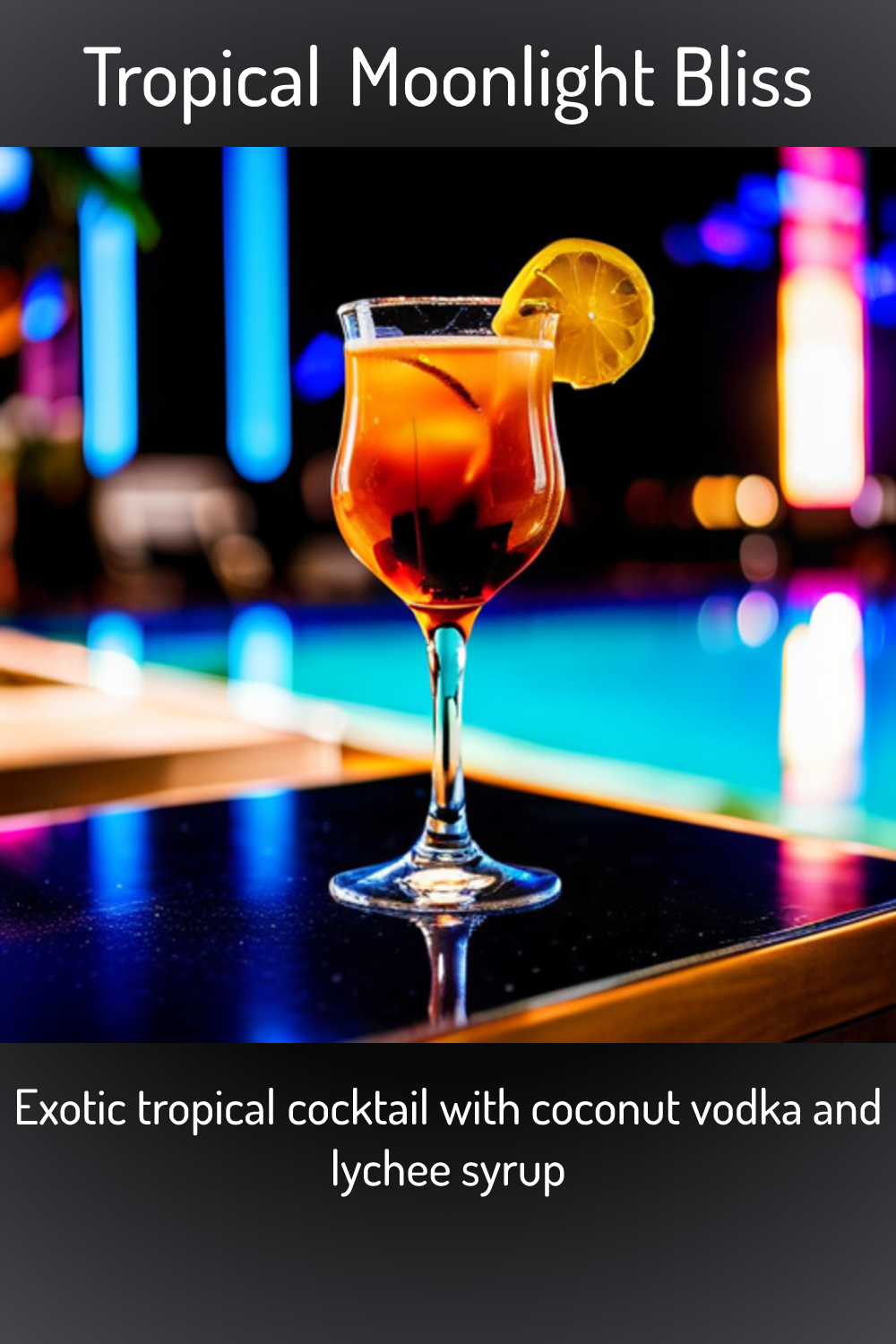Tropical Moonlight Bliss, Exotic tropical cocktail with coconut vodka ...