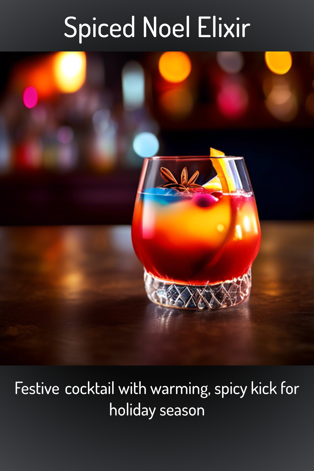 Spiced Noel Elixir, Festive cocktail with warming, spicy kick for holiday season