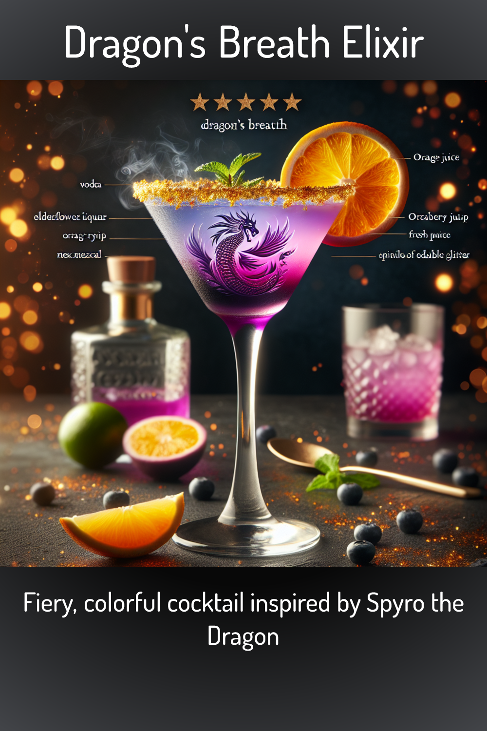 Dragon's Breath Elixir, Fiery, colorful cocktail inspired by Spyro the ...