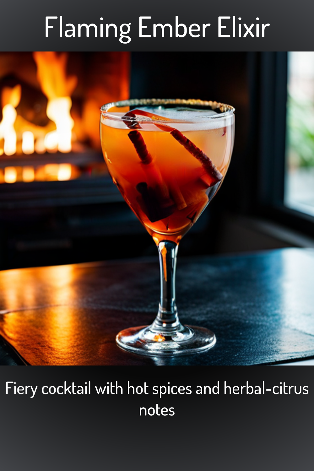 Flaming Ember Elixir, Fiery cocktail with hot spices and herbal-citrus ...