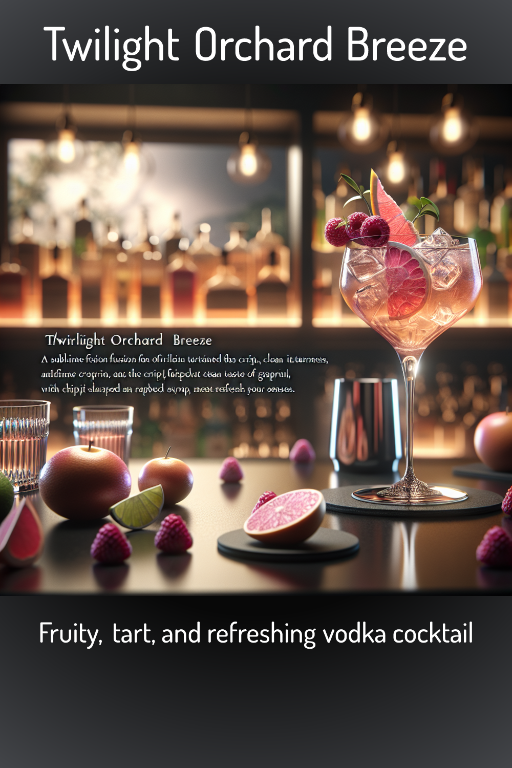 Twilight Orchard Breeze, Fruity, tart, and refreshing vodka cocktail