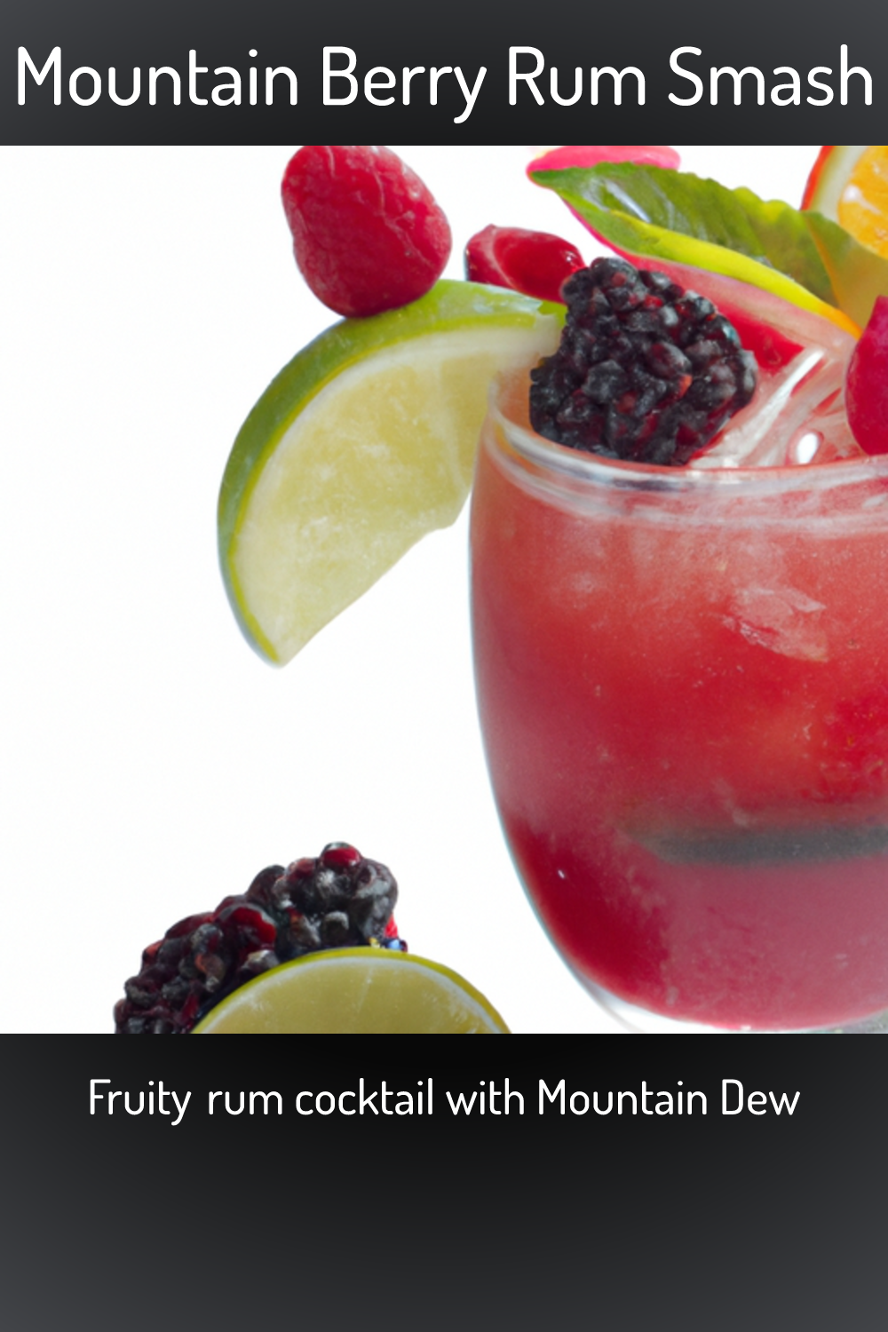 Mountain Berry Rum Smash, Fruity rum cocktail with Mountain Dew