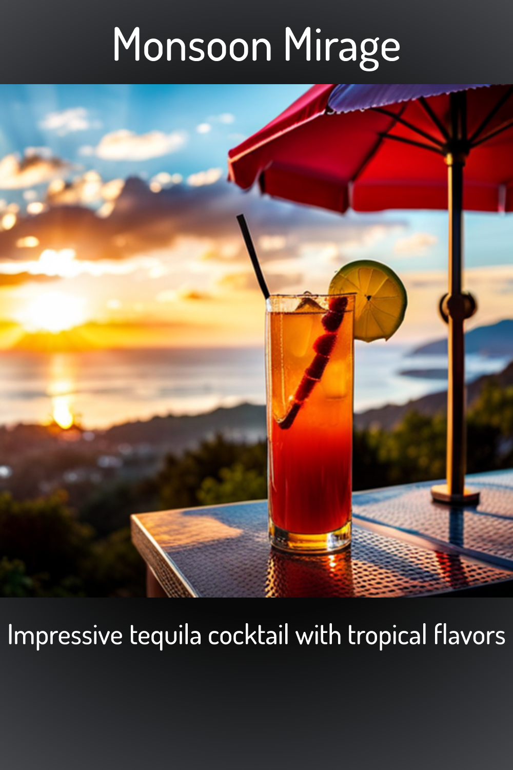 Monsoon Mirage, Impressive tequila cocktail with tropical flavors