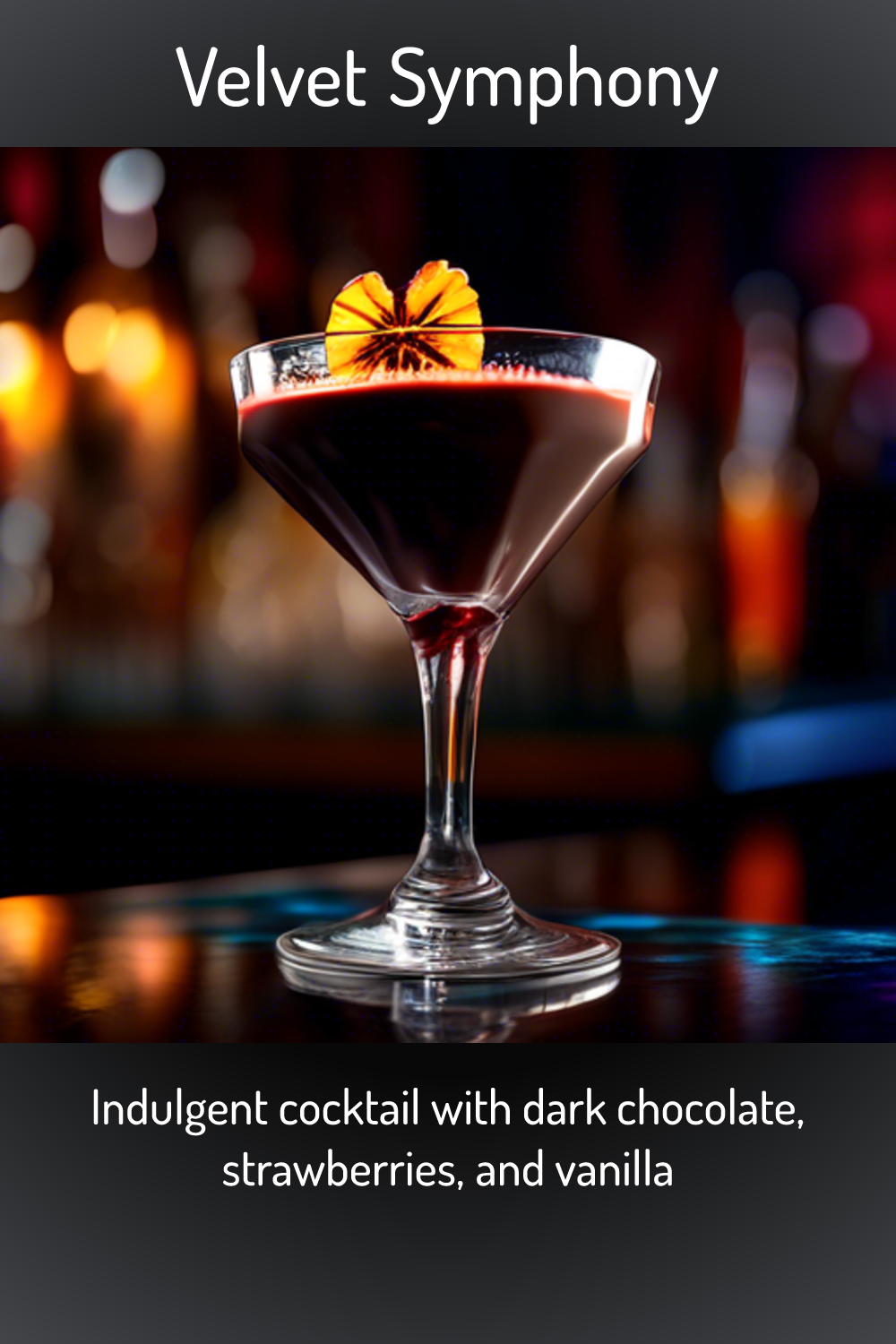 Velvet Symphony, Indulgent cocktail with dark chocolate, strawberries ...