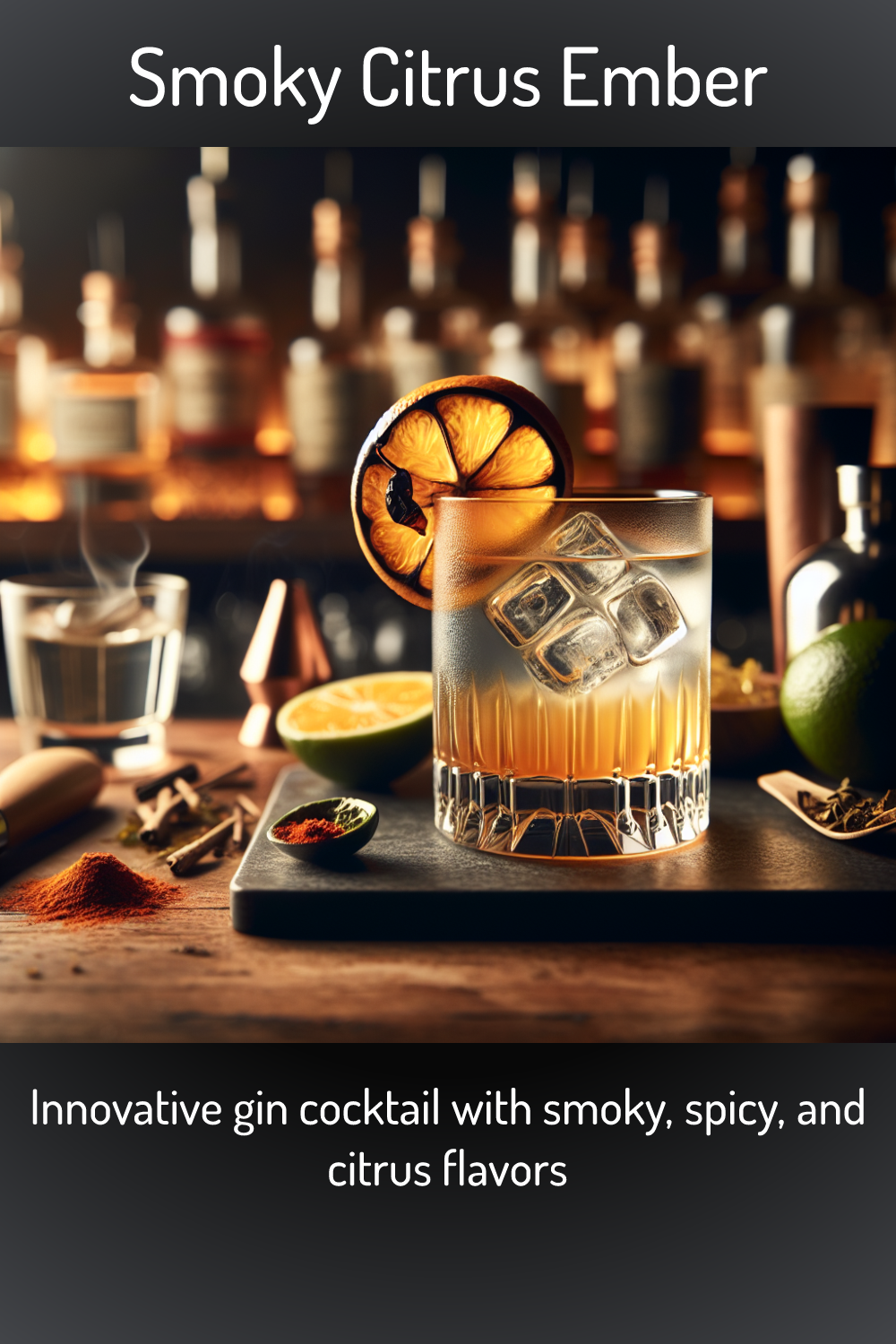 Smoky Citrus Ember, Innovative gin cocktail with smoky, spicy, and ...