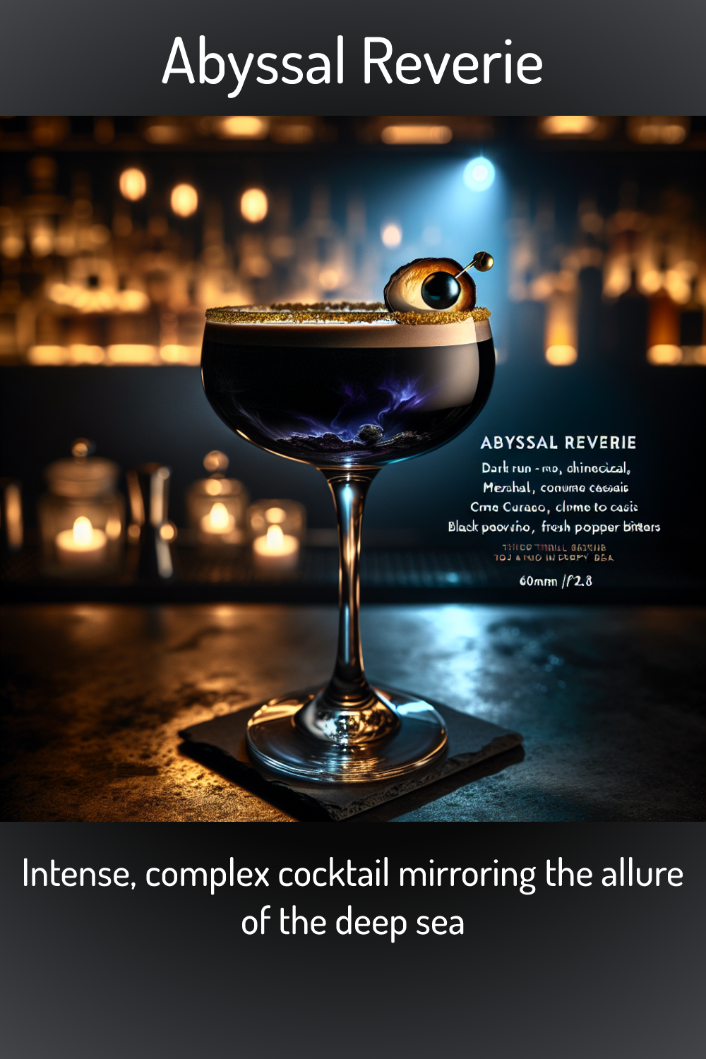 Abyssal Reverie, Intense, complex cocktail mirroring the allure of the ...