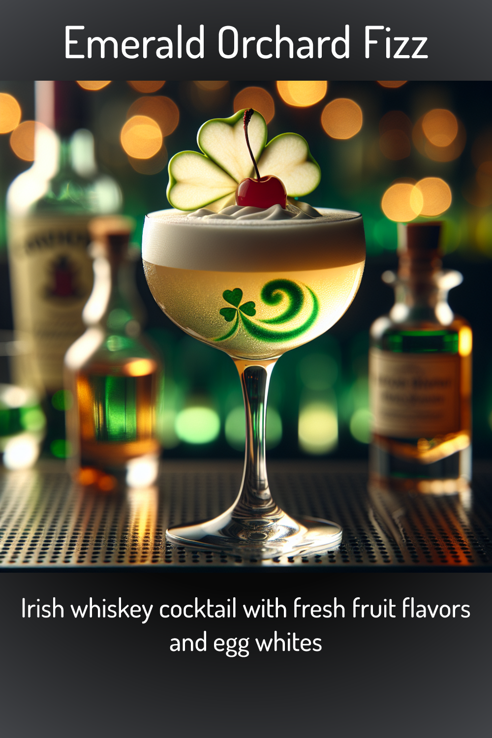 Emerald Orchard Fizz Irish Whiskey Cocktail With Fresh Fruit Flavors