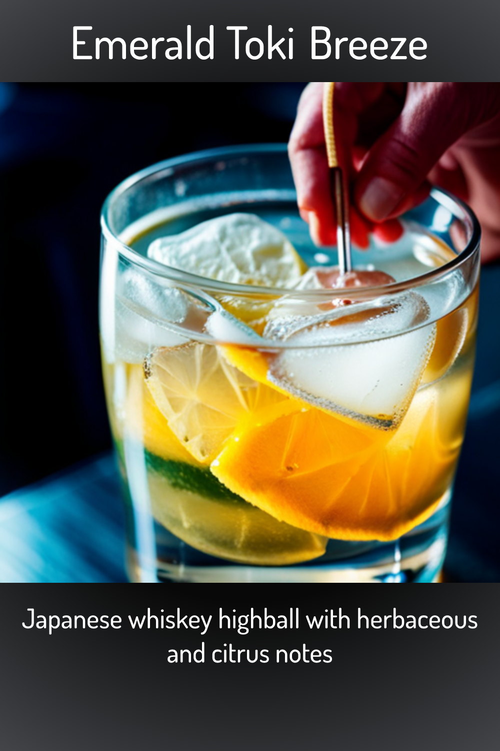 Emerald Toki Breeze, Japanese whiskey highball with herbaceous and ...
