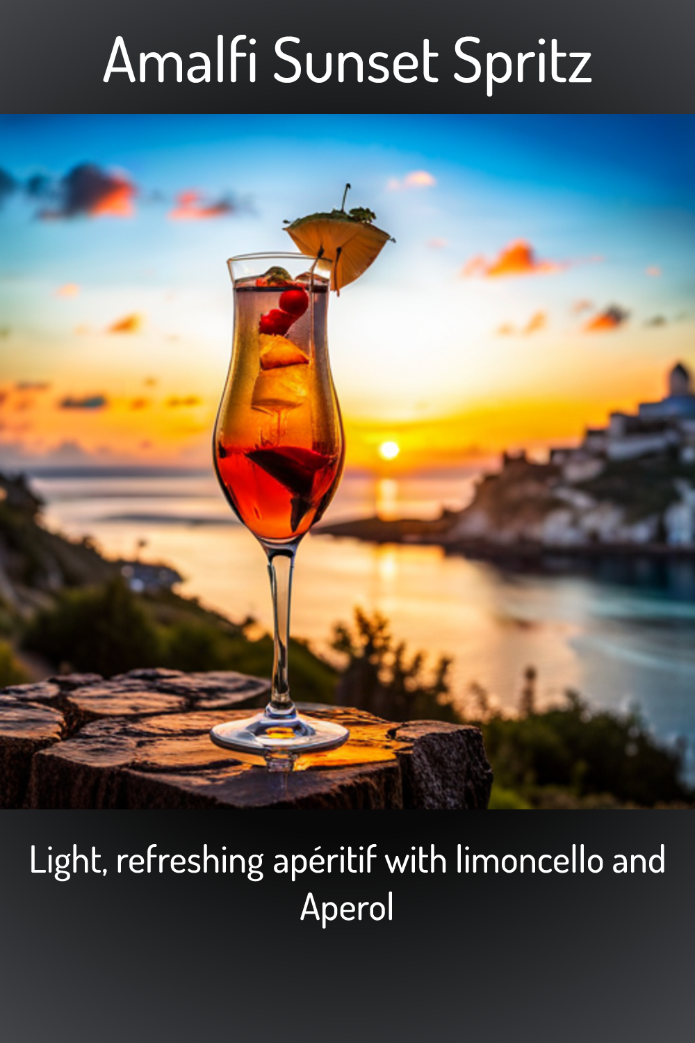 Amalfi Sunset Spritz, Light, refreshing apéritif with limoncello and Aperol