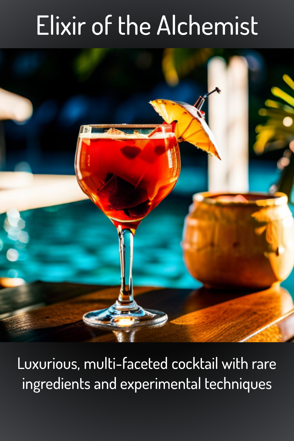 Elixir of the Alchemist, Luxurious, multi-faceted cocktail with rare ingredients and ...