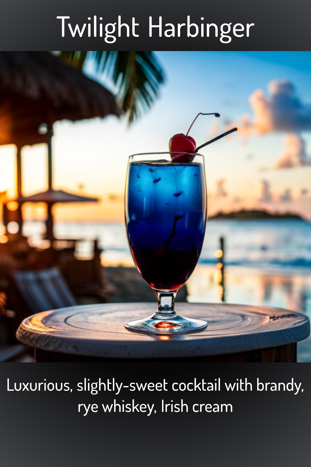 Twilight Harbinger, Luxurious, slightly-sweet cocktail with brandy, rye whiskey, Irish cream